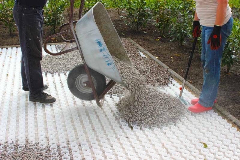 Kiesgitter KG30 zur Befestigung eines Parkplatz / Stellplatz für PKW